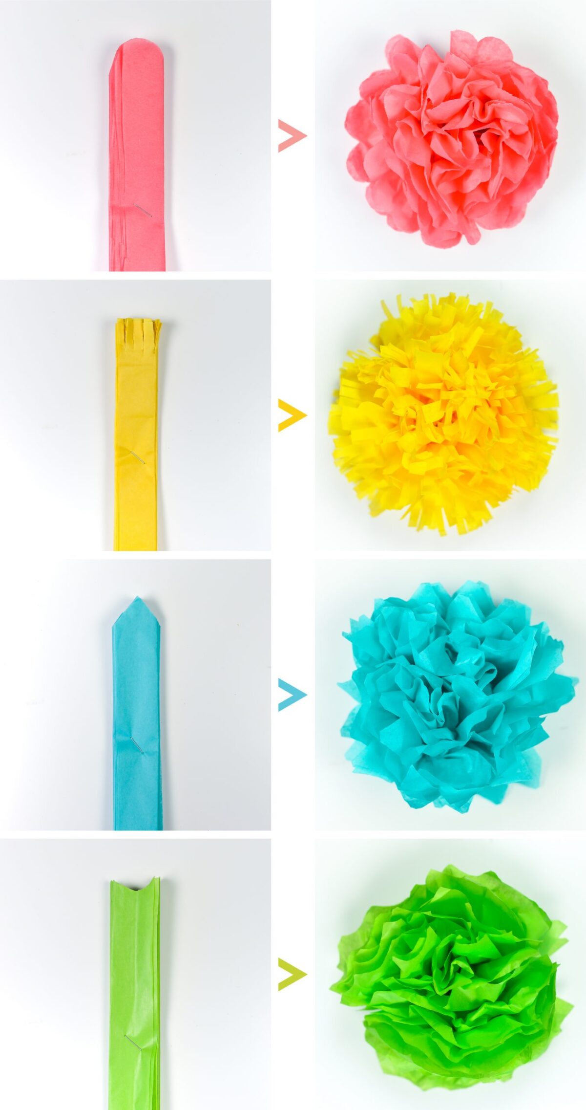 How to Make Tissue Paper Flowers Four Ways Hey Let s Make Stuff
