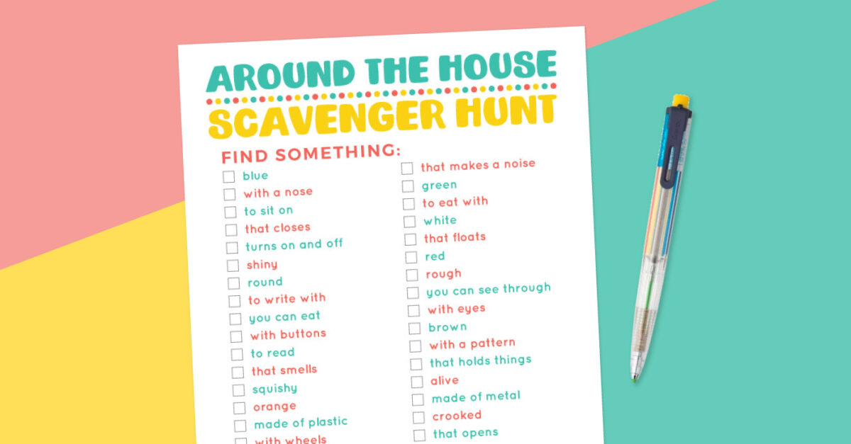 Printable Around the House Indoor Scavenger Hunt - Hey, Let's Make Stuff